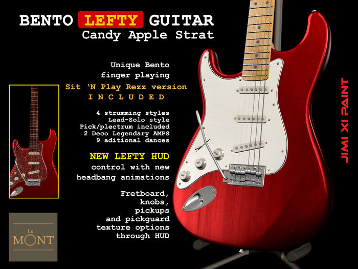 Second Life Marketplace Bento Lefty Strat Candy Apple 6919